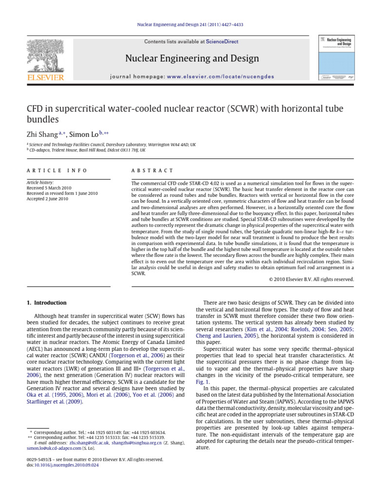 CFD in Supercritical Water-Cooled Nuclear Reactor (SCWR) With ...