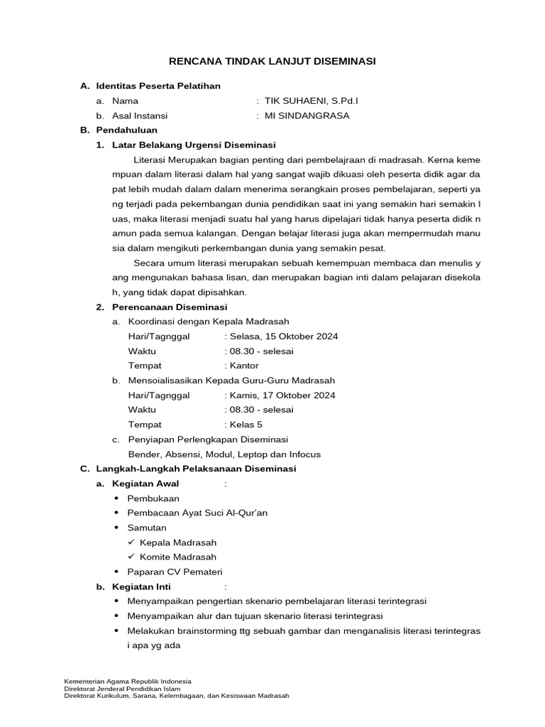Format RTL Diseminasi | PDF