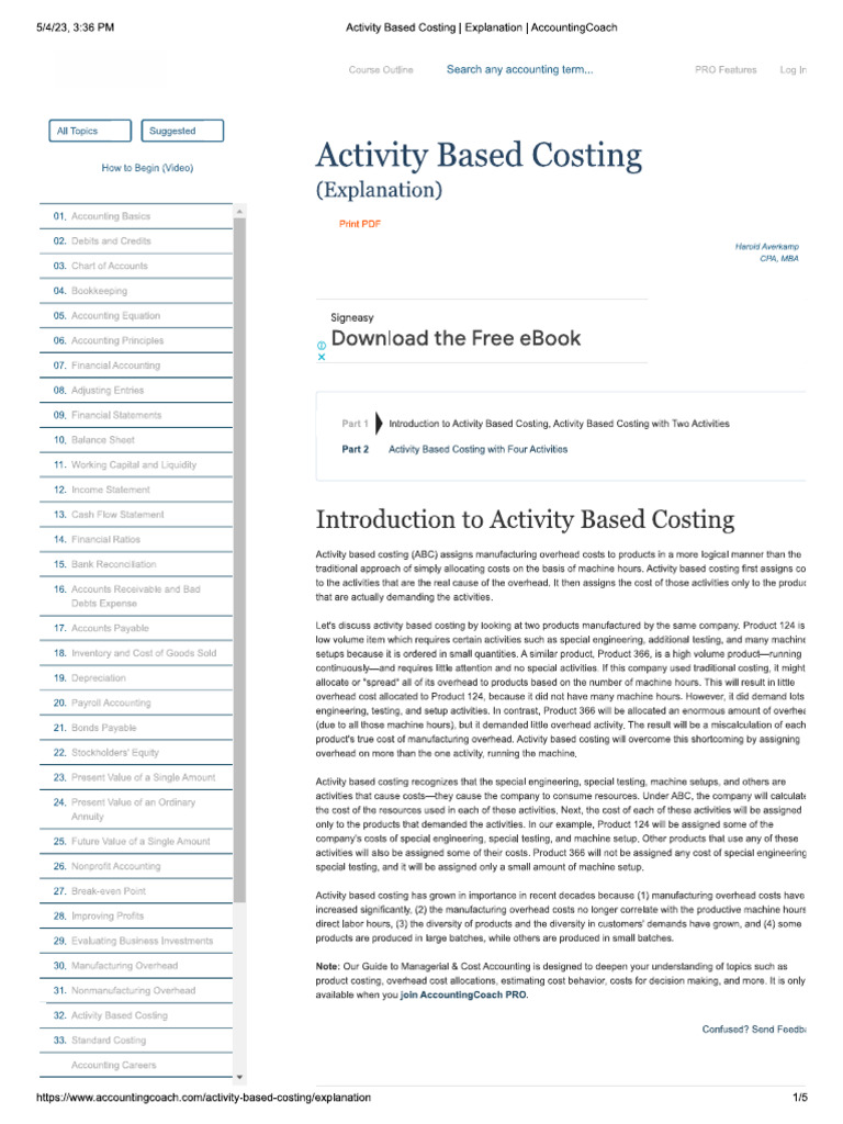 AccountingCoach-Intro To Activity Based Costing | PDF