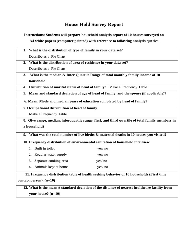 Questionnaire - Household September 2023 | PDF | Wellness | Science ...