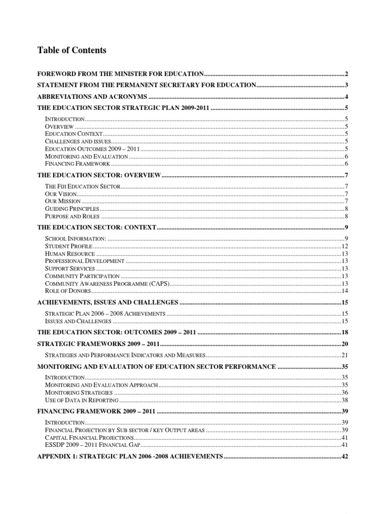 Fiji - Ministry of Education Strategic Plan 2009 To 2011 | PDF ...
