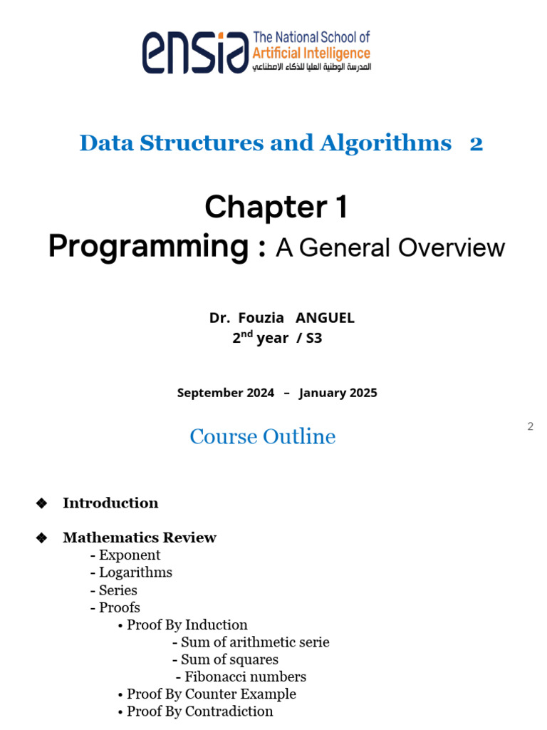 DSA2 - Chap1 - General Overview | PDF | Algorithms | Logarithm