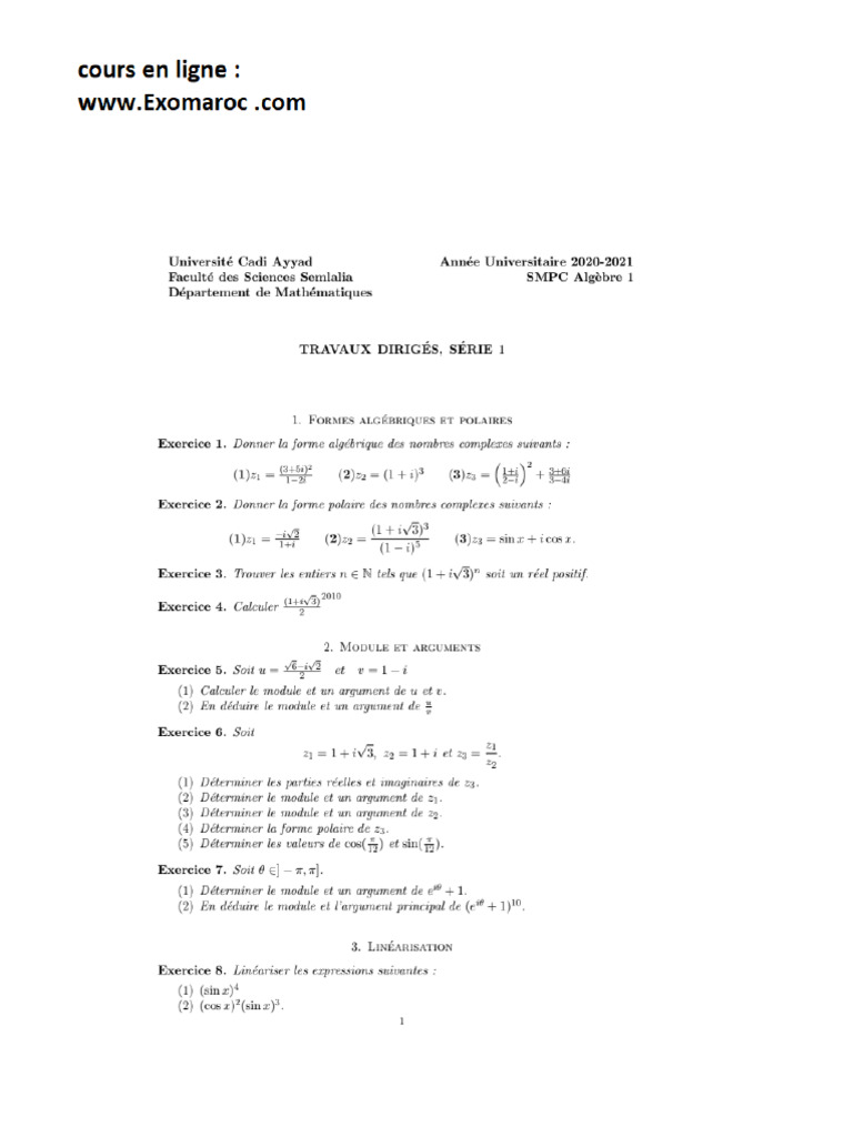TD Complex Numbers Corrected | PDF