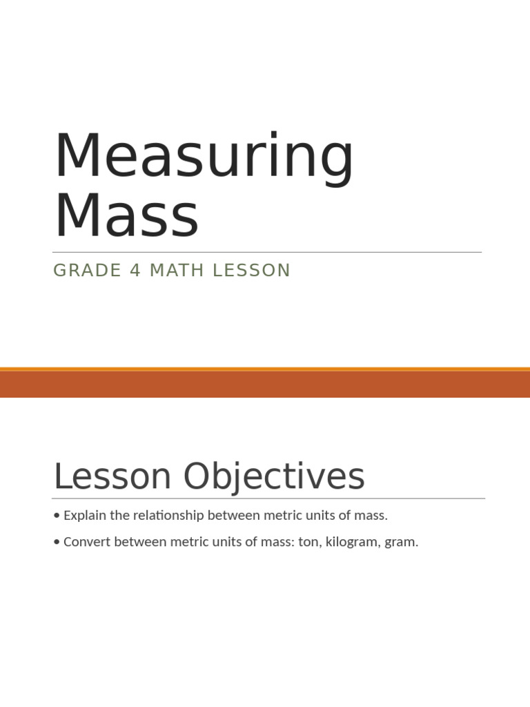 Grade 4 Measuring Mass Presentation v2 | PDF
