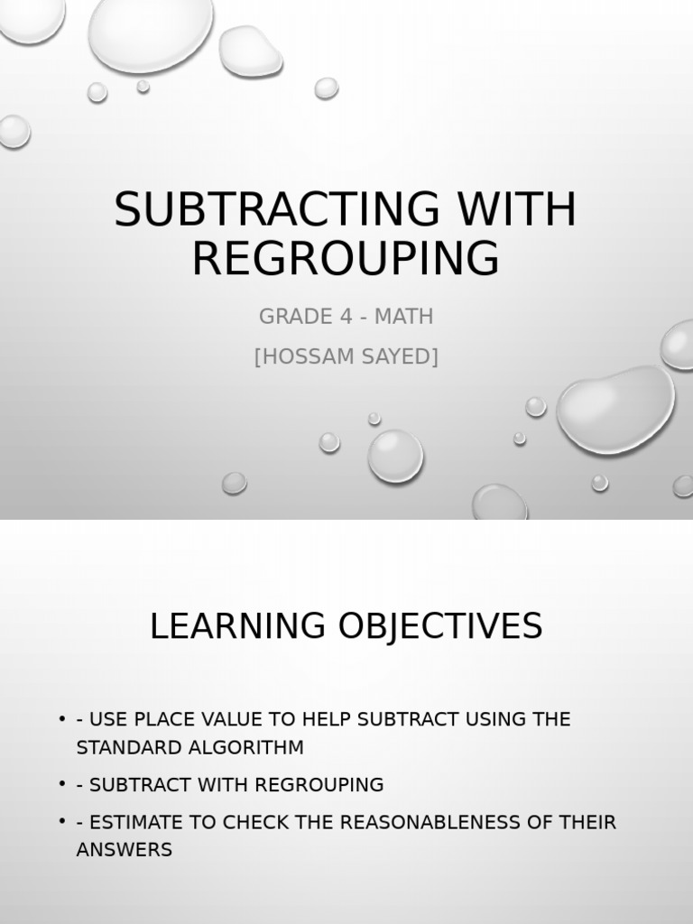 Subtraction With Regrouping Lesson Plan | PDF | Teaching Methods ...