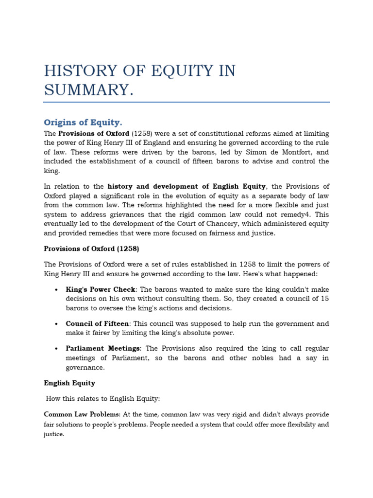 History of Equity in English Law | PDF | Equity (Law) | Common Law