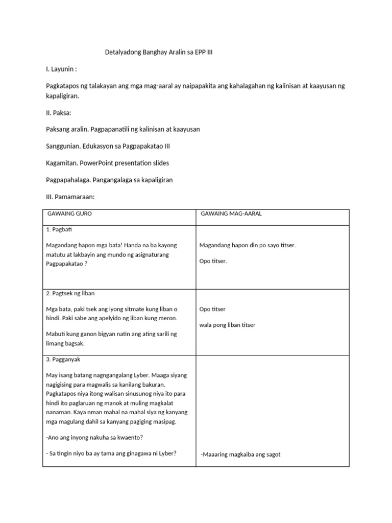 Detalyadong Banghay Sa EPP III | PDF