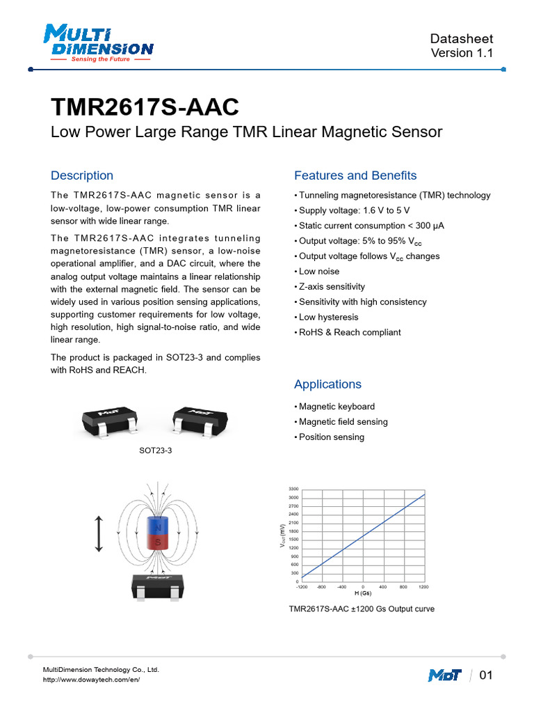 MDT Linear Sensors TMR2617S AAC Datasheet EN V1.1 | PDF | Electric ...