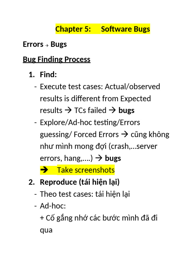 Chapter 5 - Bugs Report | PDF