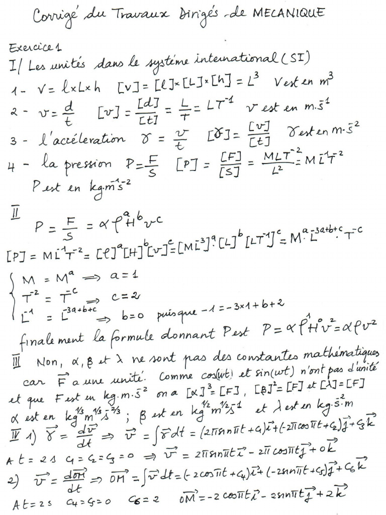 Corrigé TD Mécanique FSS | PDF
