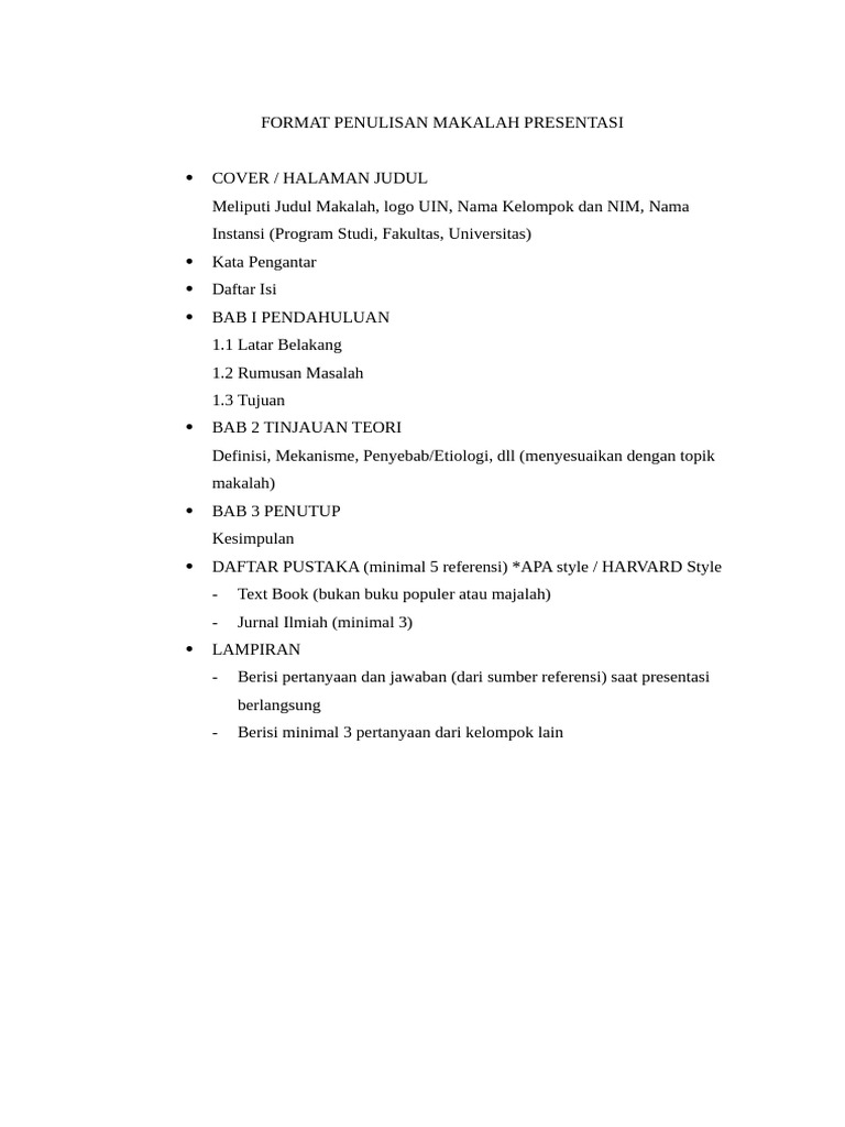 Format Penulisan Makalah Presentasi | PDF