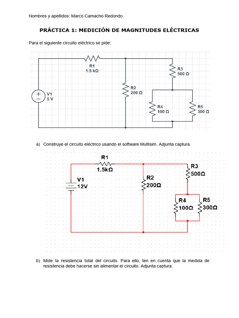 Práctica 1 - Medición de Magnitudes Eléctricas Con Multisim | PDF | Computadoras | Tecnología e ...