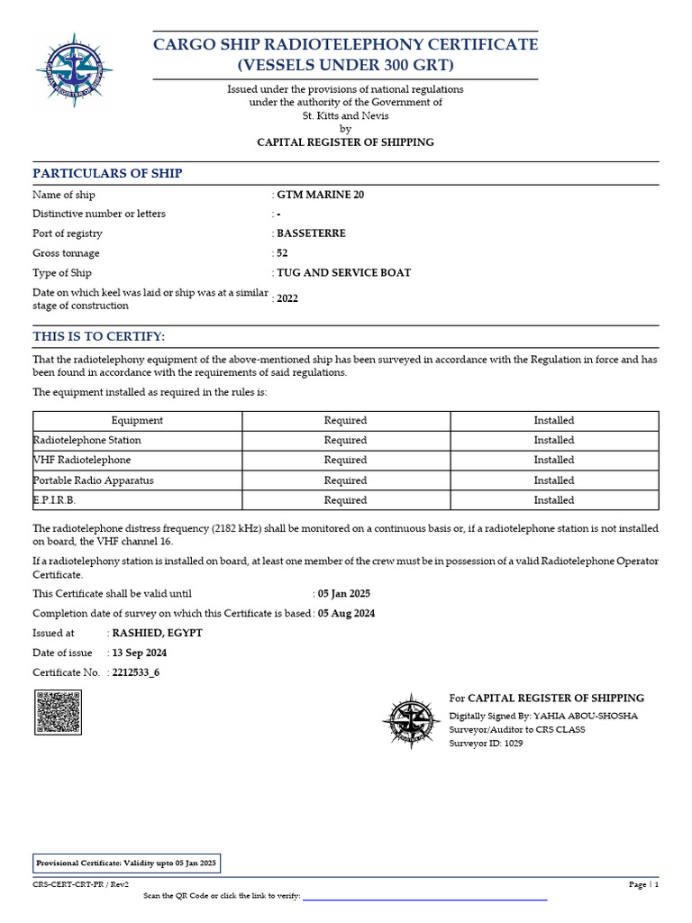 6 Vessels Under 300 GRT | PDF | Shipping | Ships