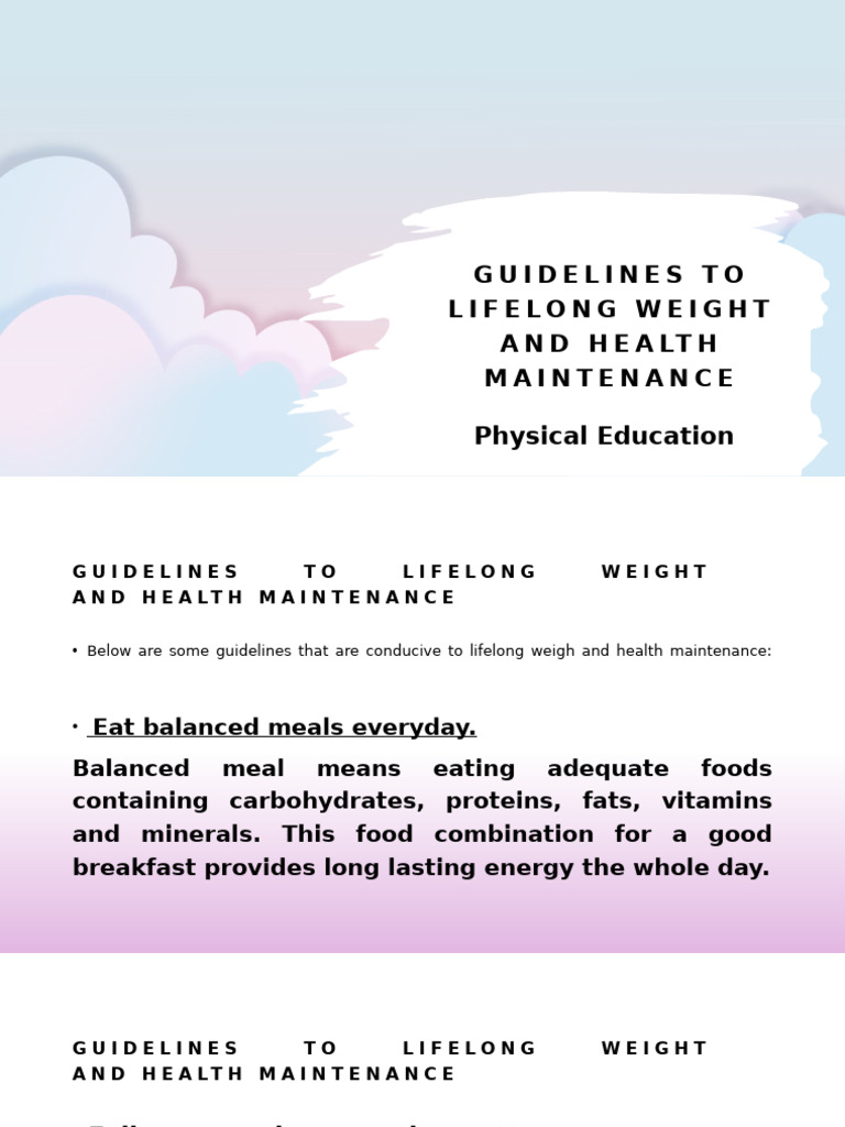Guidelines To Lifelong Weight and Health Maintenance | PDF | Foods ...