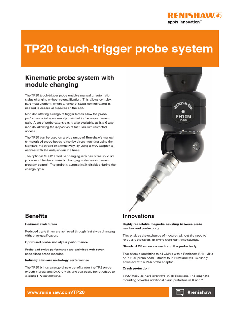 H-1000-3169 TP20 Touch Trigger Probe System Flyer EN | PDF