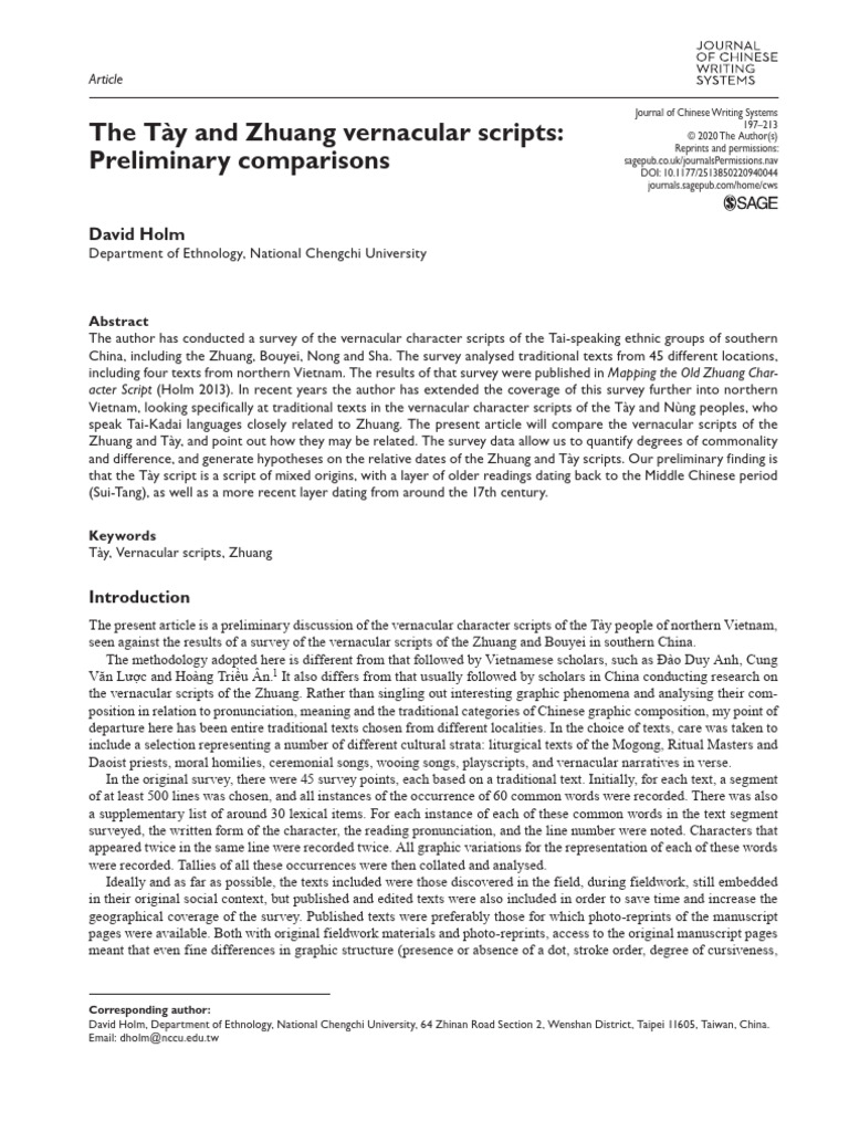 David Holm - The Tày and Zhuang Vernacular Scripts Preliminary ...