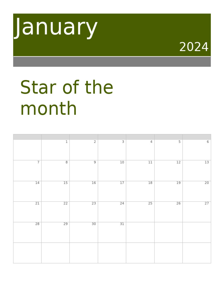 Star of The Month Calender | PDF