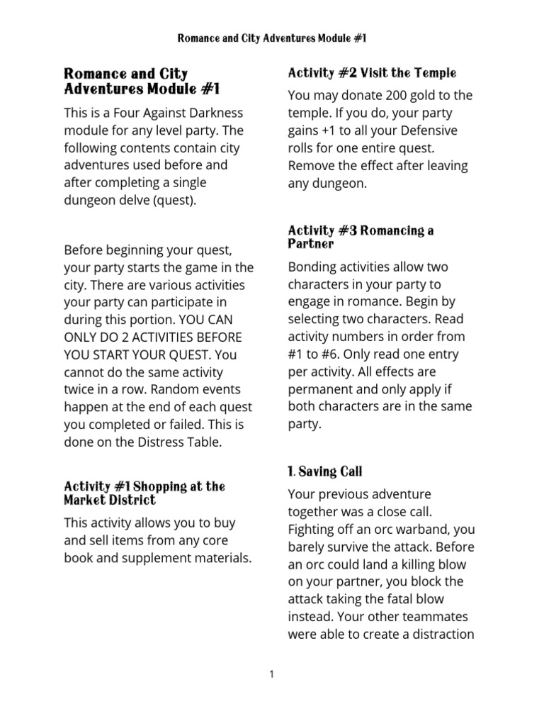 Romance and City Adventures Module 4AD | PDF | Armour | Elf (Dungeons ...
