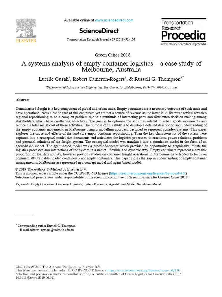 Case Study On Container Logistics | PDF | Conceptual Model | Agent ...