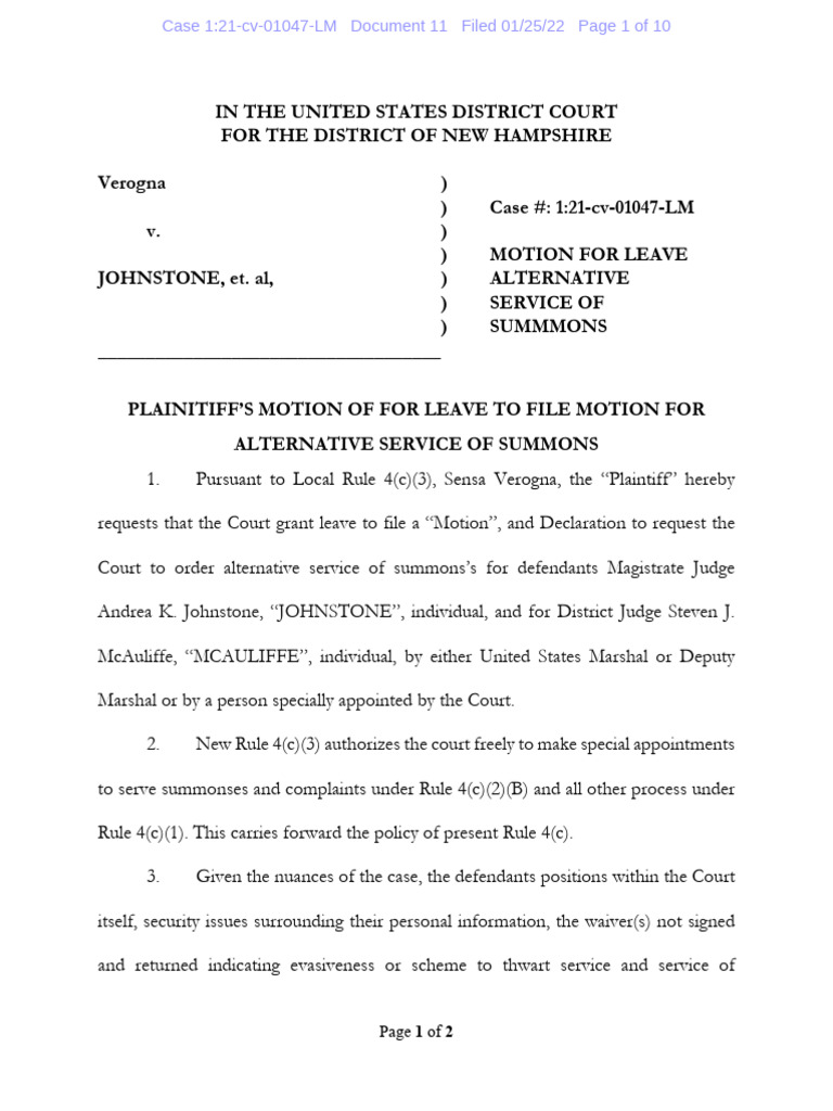 Alternative Service of Summons | PDF | Complaint | Summons