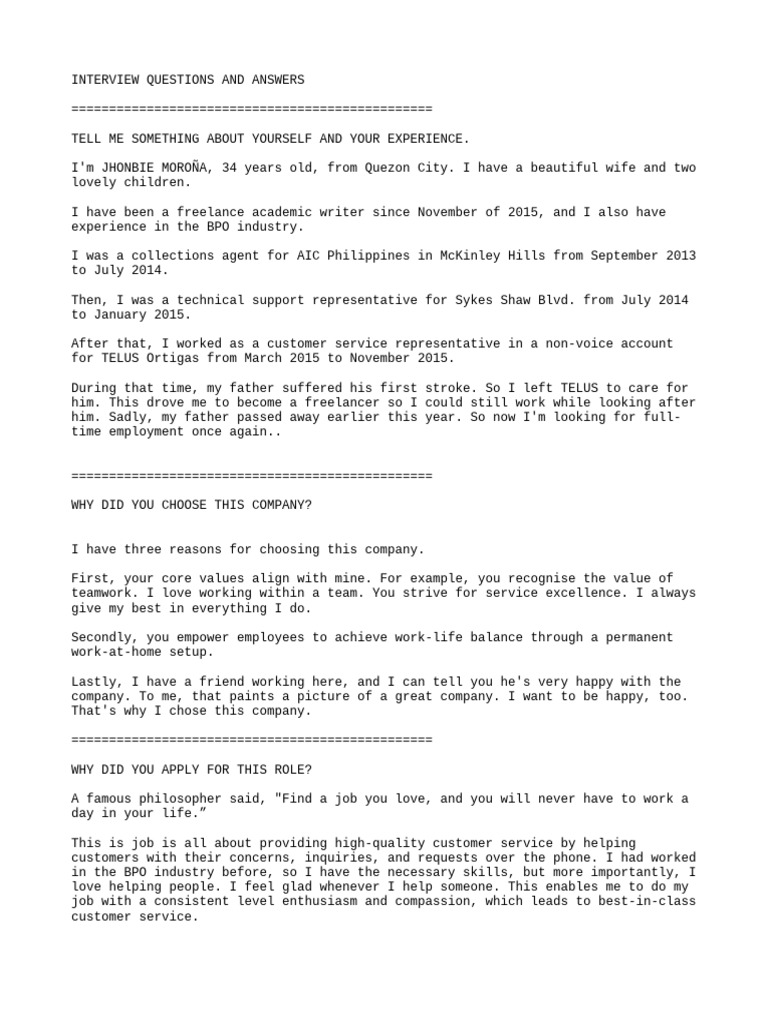 Essential Interview Q&A for Job Seekers | PDF