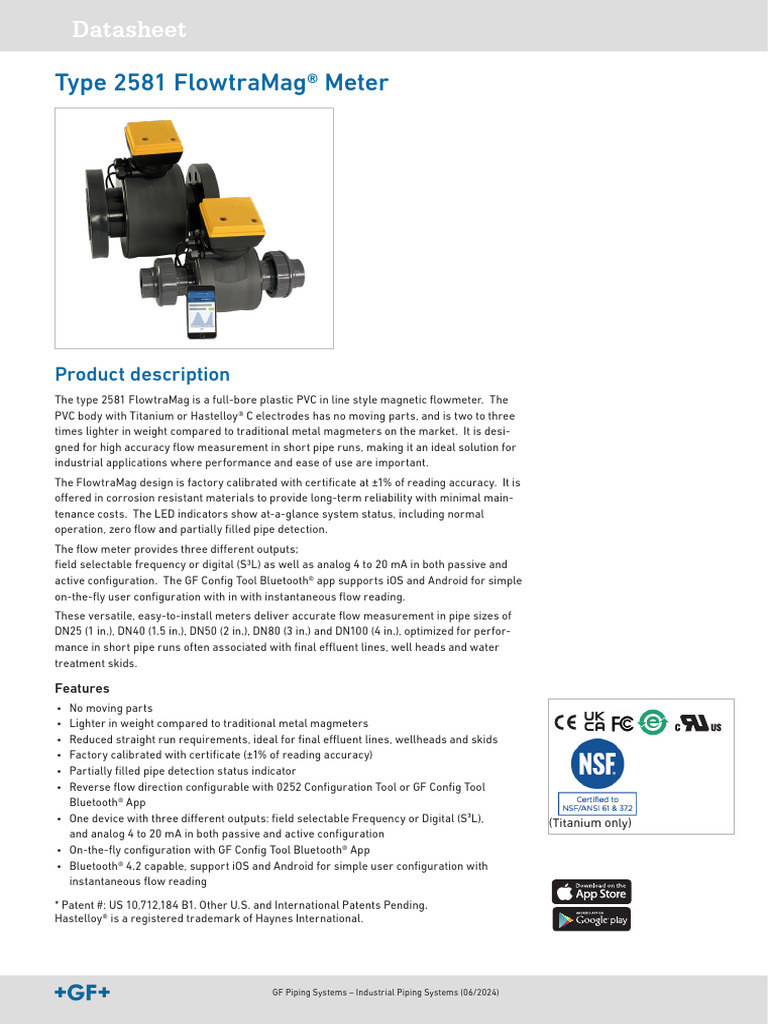 Gfps Datasheet 2581 Flowtramag Meter Flow Sensor en | PDF | Flow ...
