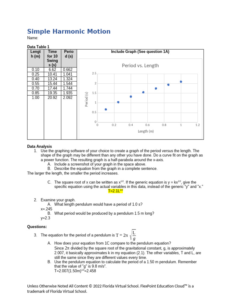 Simple harmonic motion | PDF | Pendulum | Observational Error