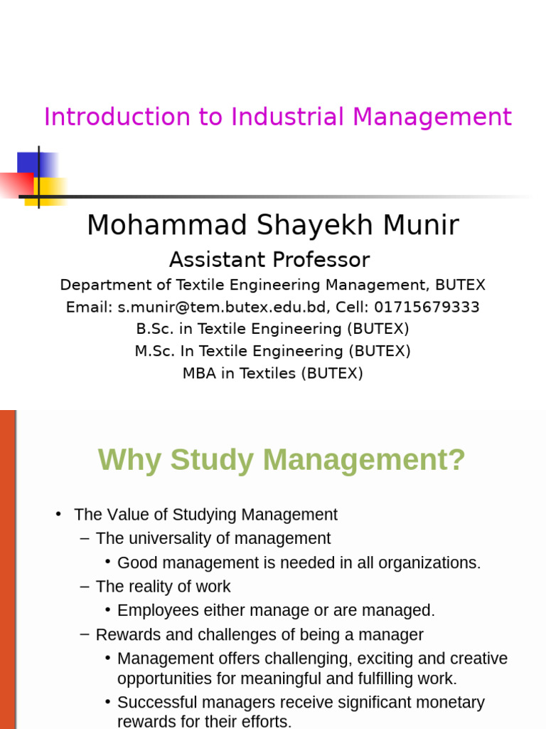 Lecture 01 Basics of Industrial Manaegement | PDF | Decision Making ...