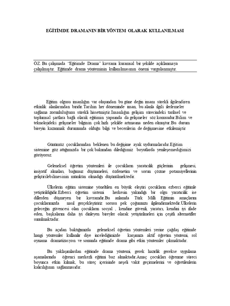E Itimde Draman N Bir Y Ntem Olarak Kullan Lmas (#107280) - 430555 | PDF
