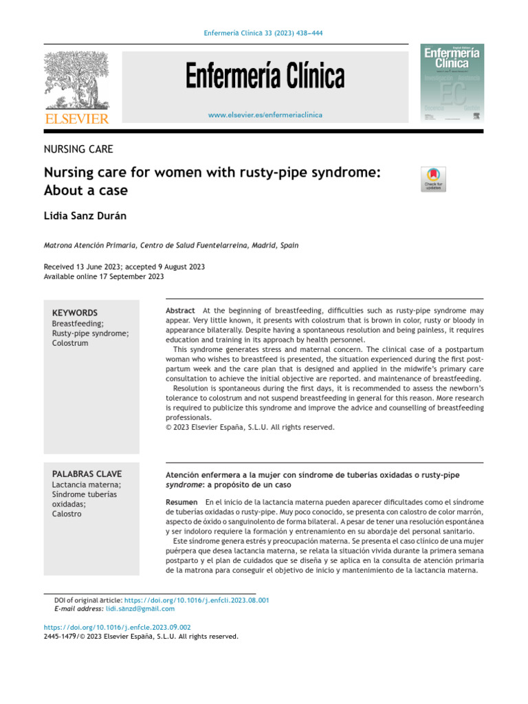 Nursing Care for Rusty-Pipe Syndrome | PDF | Breastfeeding | Public Health