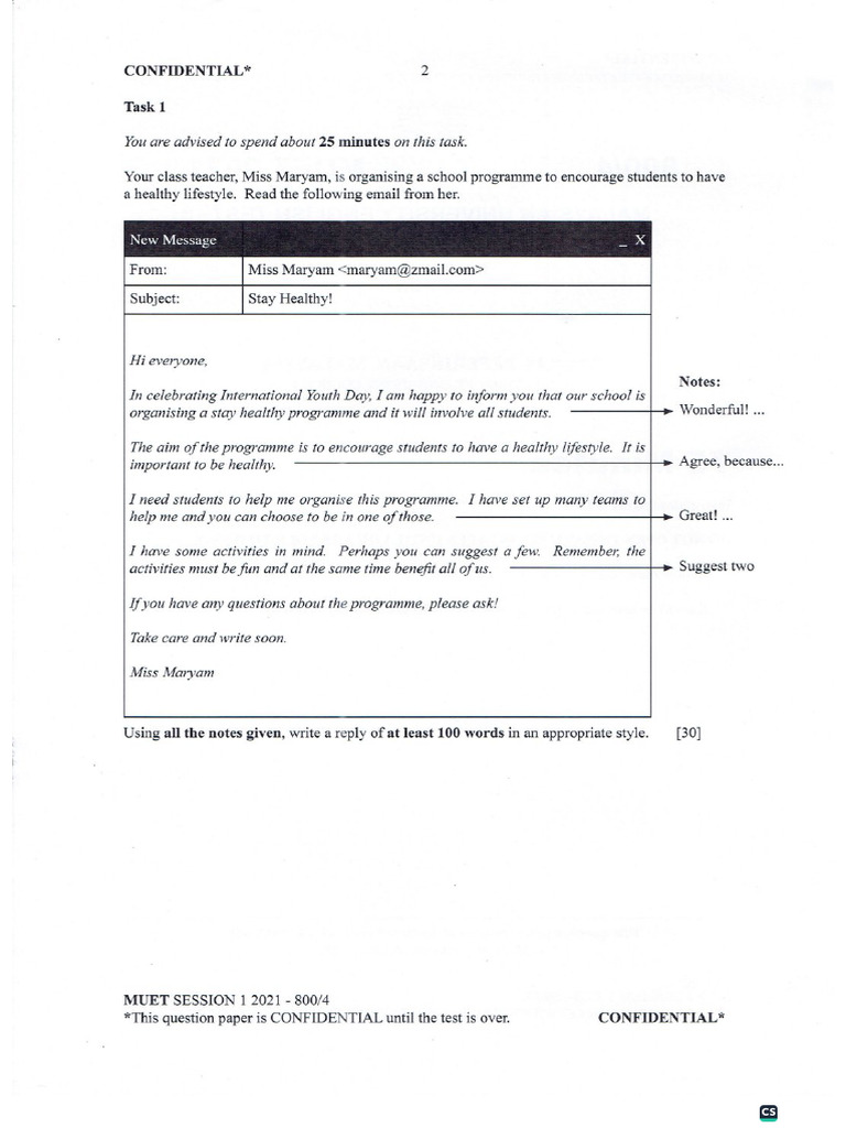 Writing Muet 2021 S1 | PDF