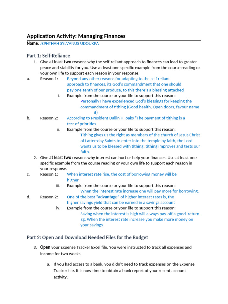 PC101 W05 Managingfinances Jephthah Udoukpa | PDF | Budget | Expense