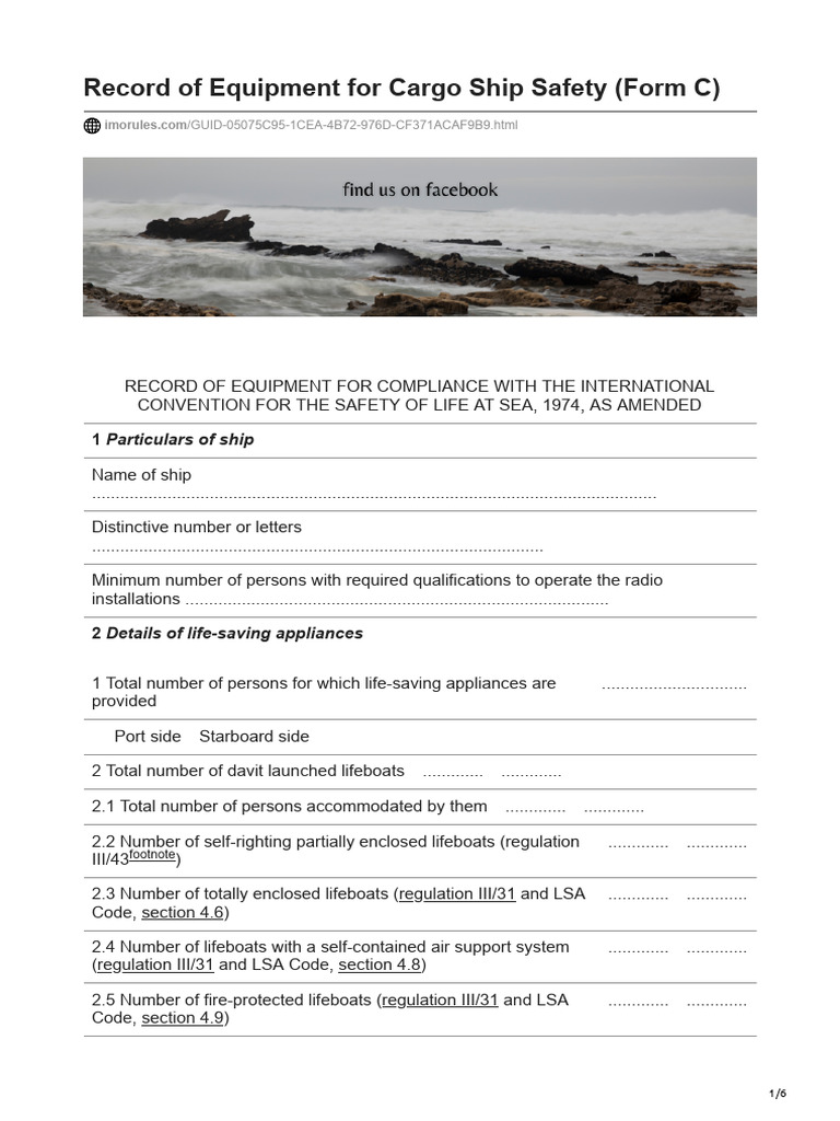 Record of Equipment For Cargo Ship Safety Form C | PDF | Navigation | Radio