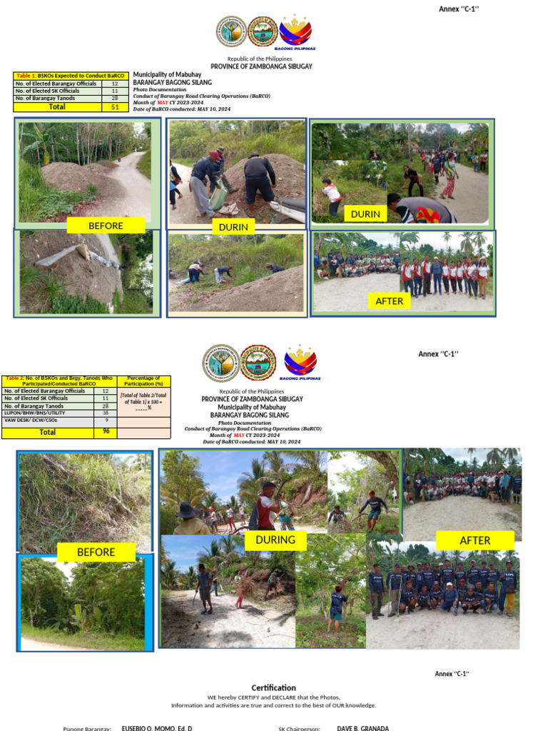 Barangay Road Clearing Operations 2024 | PDF