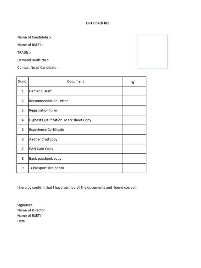 DST Check List | PDF | Career & Growth | Law