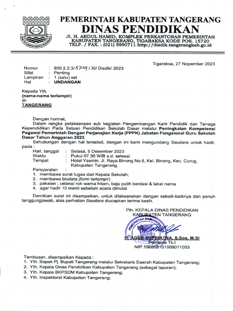 Undangan PPPK SD | PDF