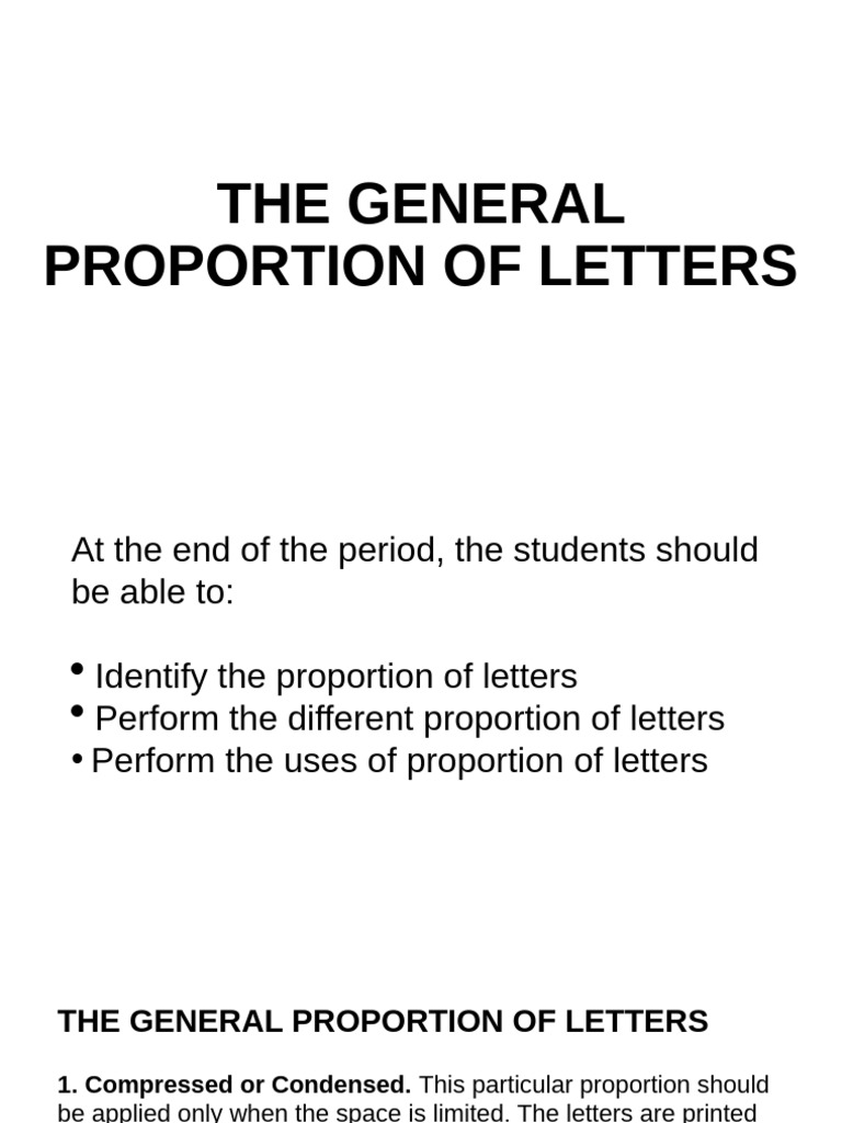 THE GENERAL PROPORTION OF LETTERS Lecture | PDF | Language Arts ...