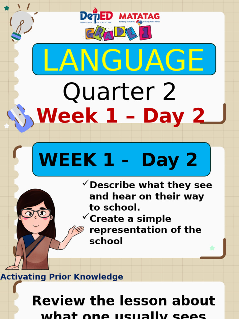 Grade 1 Language Week 2 Activities | PDF | Cognition | Learning