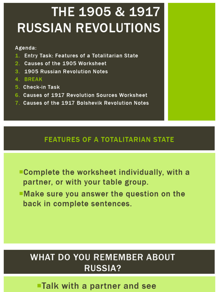 Power Point-Day - 3 - 1917 - 1918 - Russian - Revolutions - Block | PDF ...