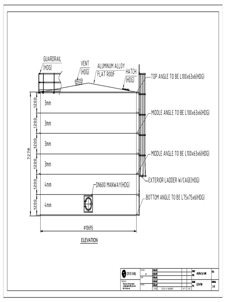 Simple Drawing-Option 1-Galvanized Tank With Deck Roof | PDF