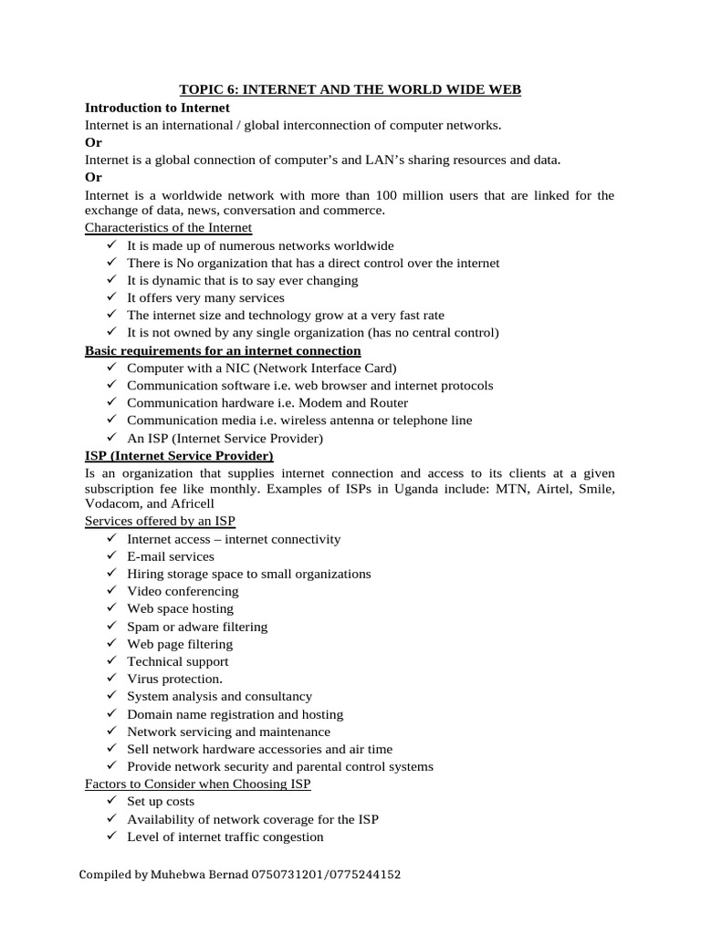 TOPIC 6 Internet and WWW | PDF | World Wide Web | Internet & Web