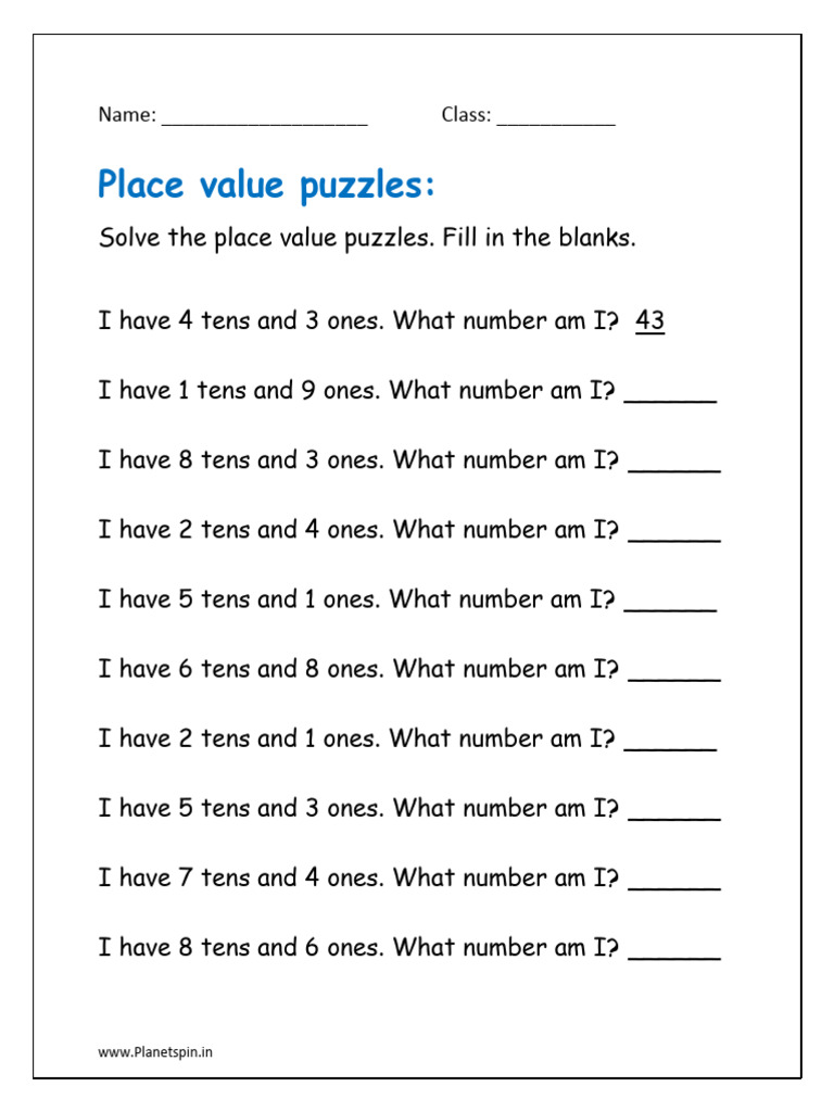 Place Value Puzzles for Kids | PDF