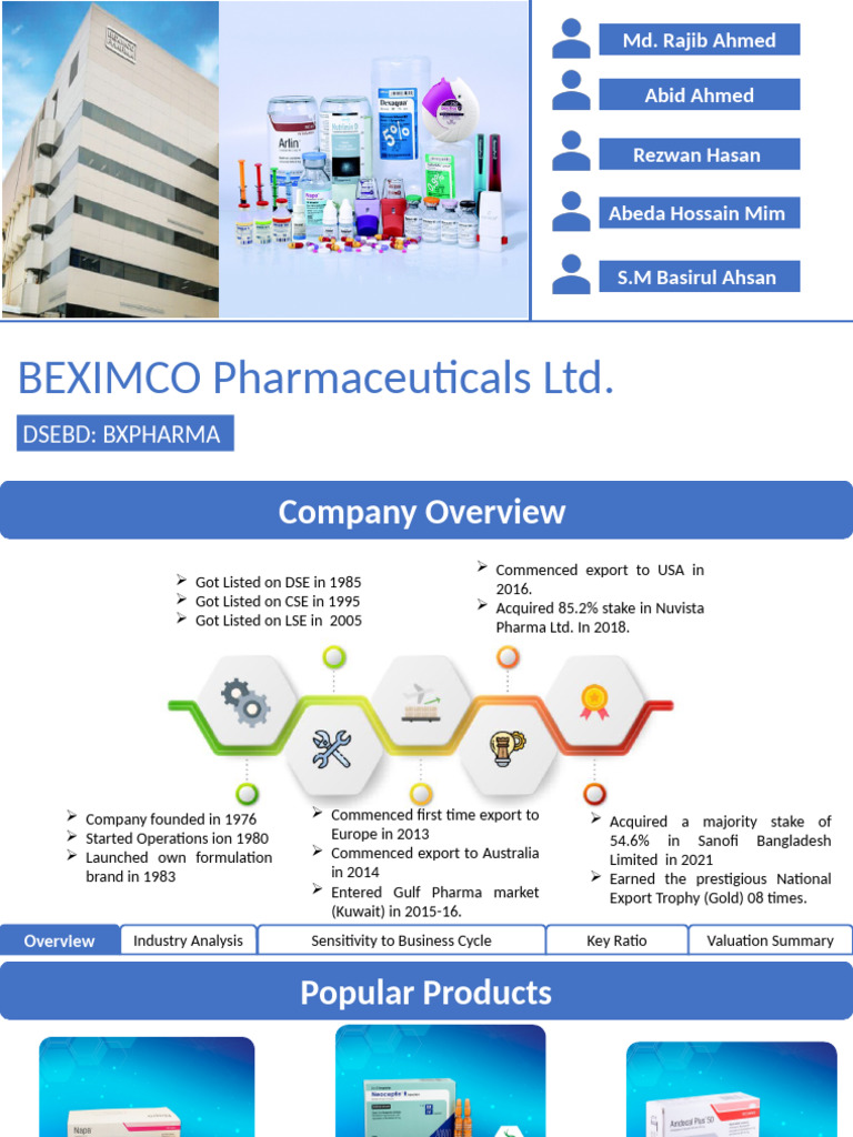 Beximco Pharma Presentation V6 | PDF | Leverage (Finance) | Valuation ...