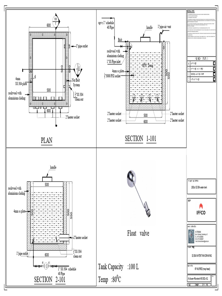 Ss 304 Water Tank Drawing-Layout1.PDF 3 | PDF | Building Engineering ...