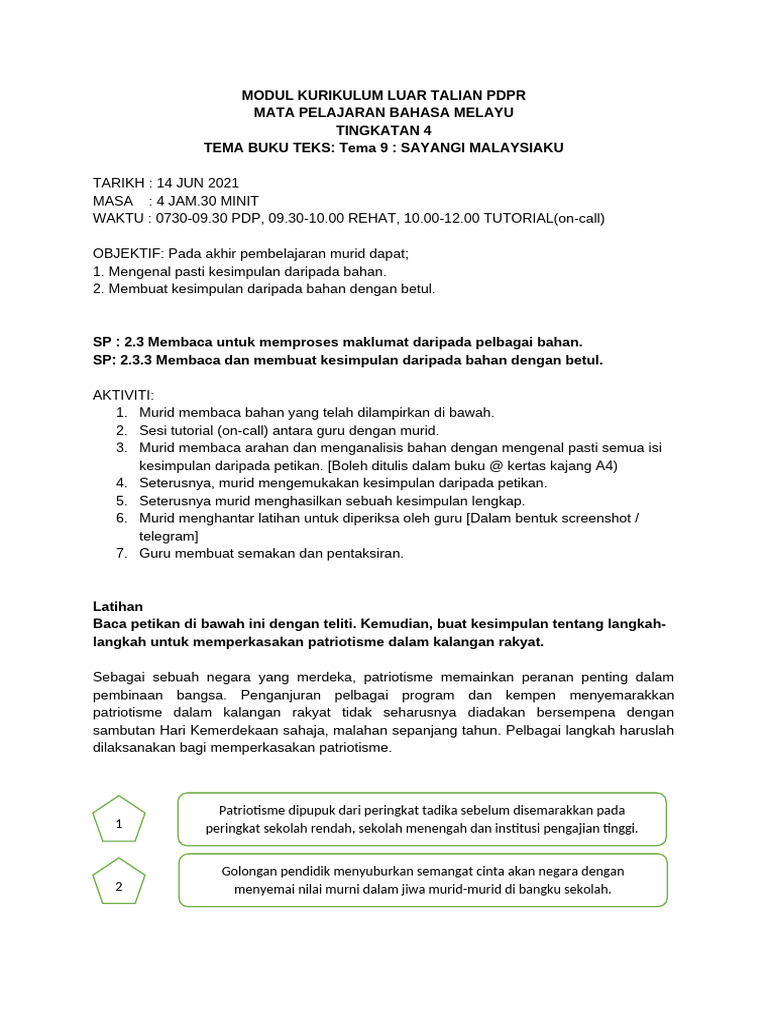 Modul PDPR BM Ting. 4 (14.6.2021) | PDF