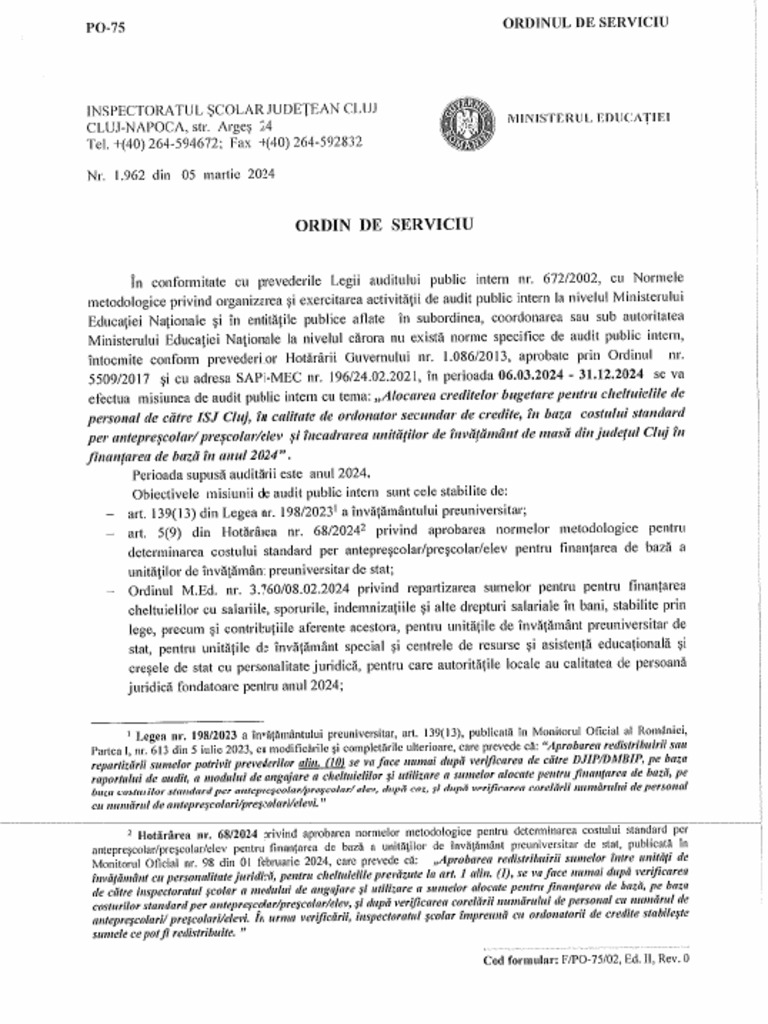 Ordin de Serviciu | PDF