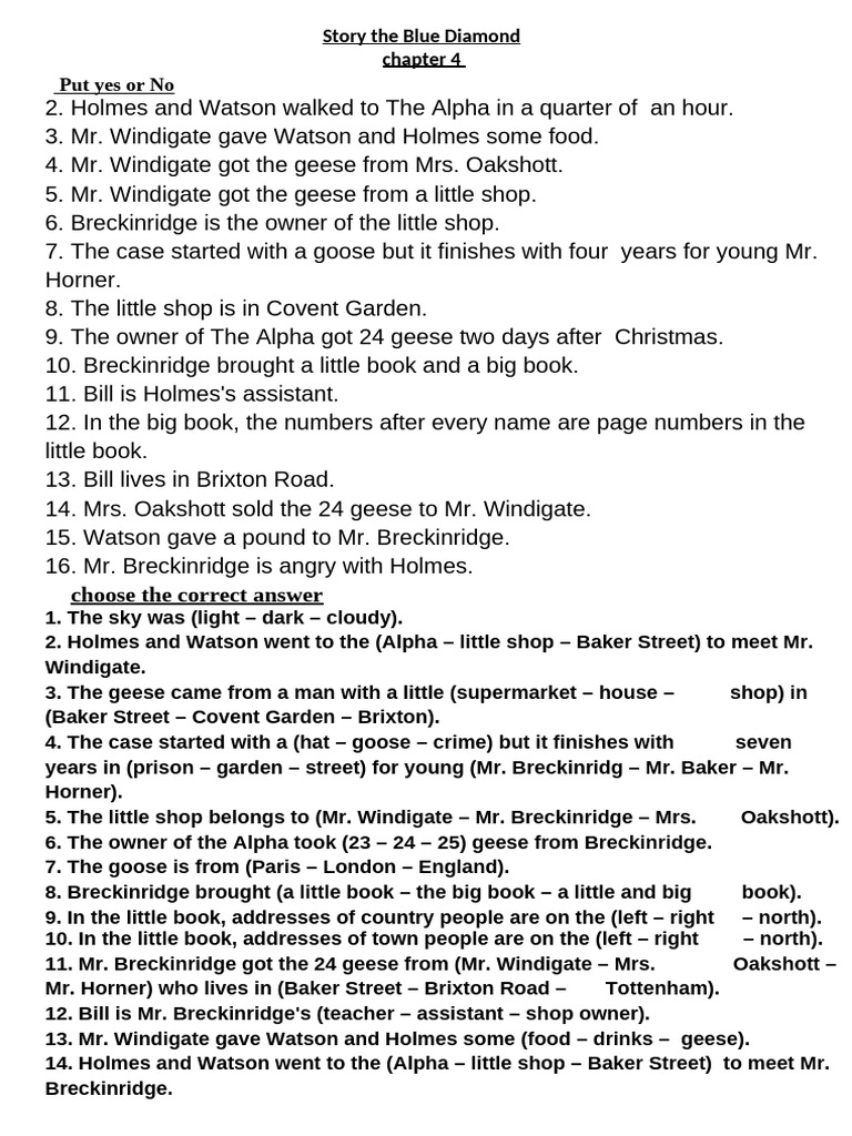 Story Prim 4 Tests Second Term | PDF | Dr. Watson