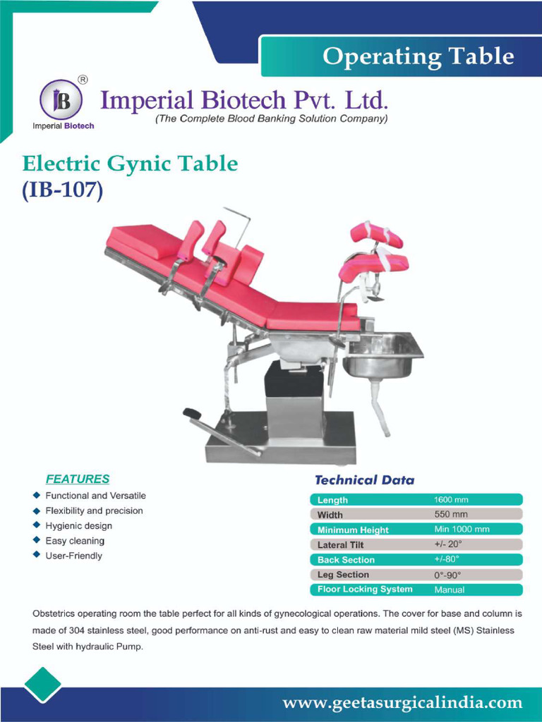 Electric Gynic Table | PDF