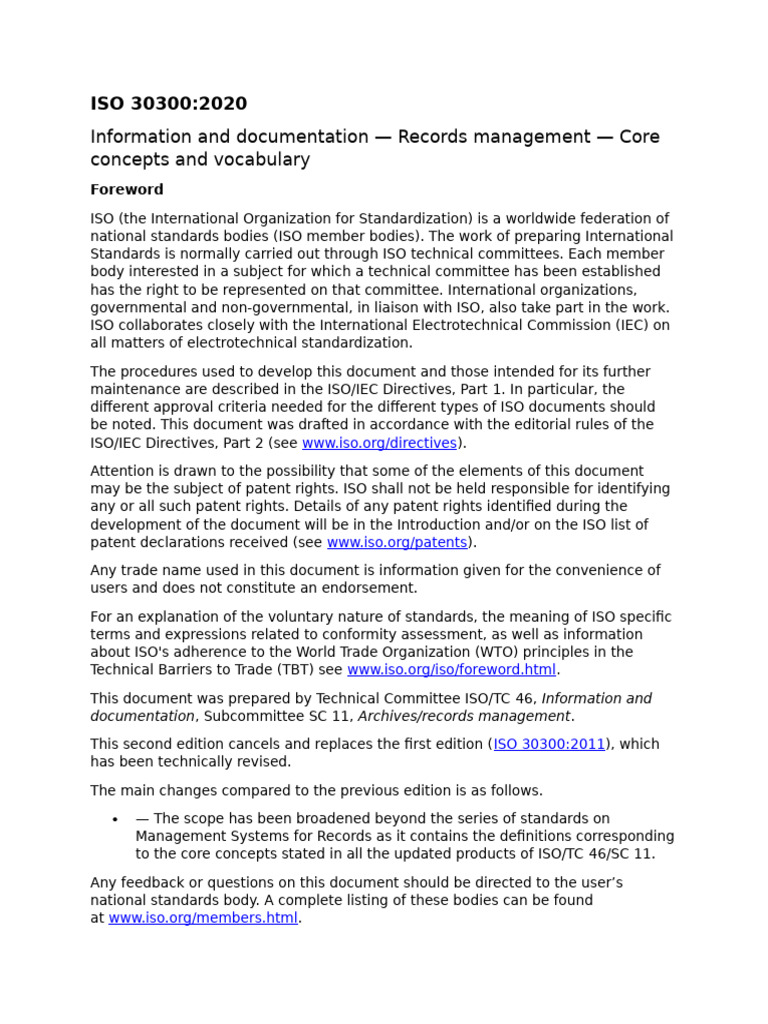 ISO 30300-2020 - Information and Documentation - Records Management ...