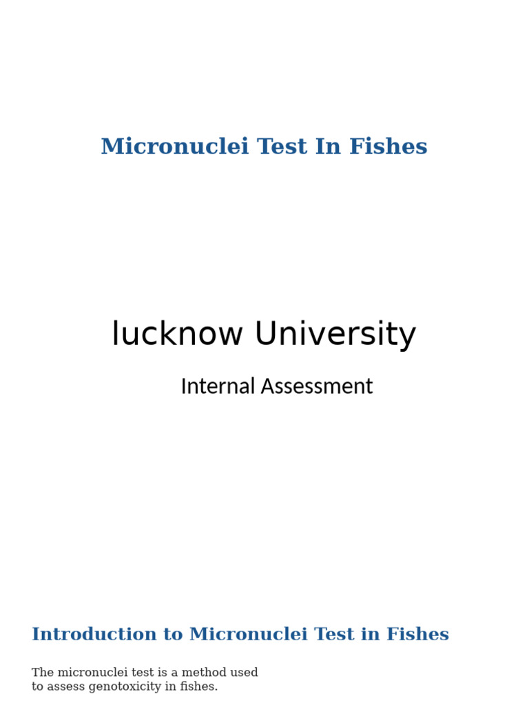 Micronuclei Test in Fishes | PDF | Biomarker | Pollution
